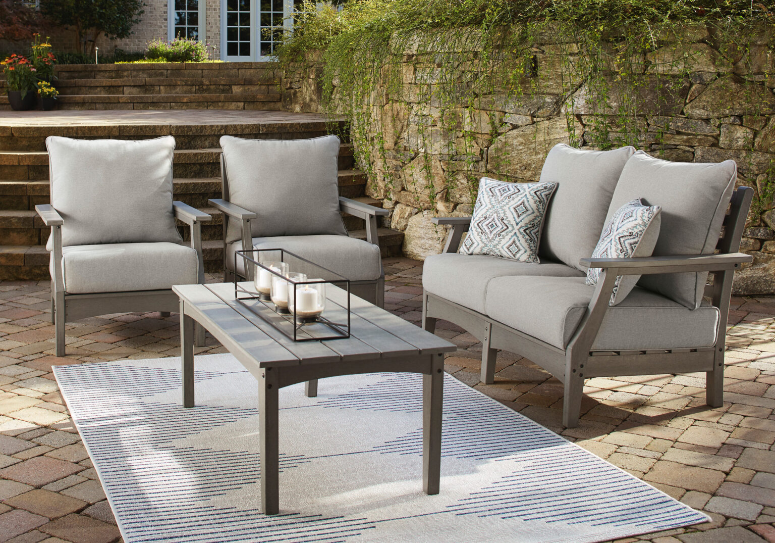 Rainier Ranch Beige Outdoor Swivel Chair Set | Cincinnati Overstock ...