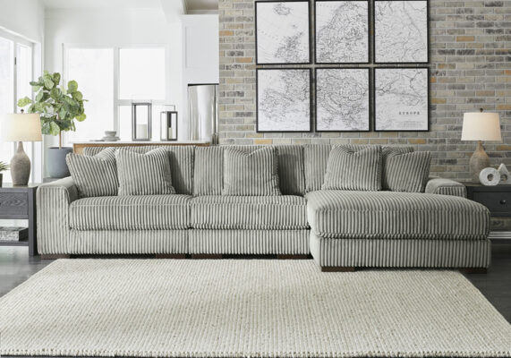 Lindyn Fog 3pc. RAF Chaise Sectional | Cincinnati Overstock Warehouse