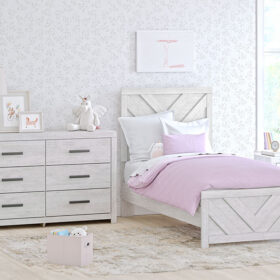 Cayboni Whitewash King Panel Bed | Cincinnati Overstock Warehouse
